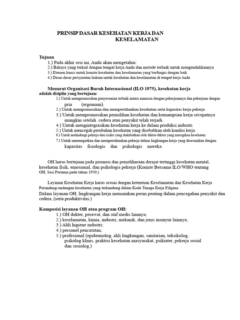 Prinsip Dasar Kesehatan Dan Keselamatan Kerja 2 | PDF