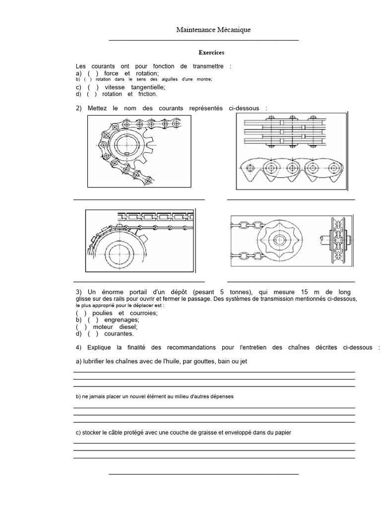 Exercices Impliquant Des Poulies, Des Courroies, Des Engrenages | PDF ...