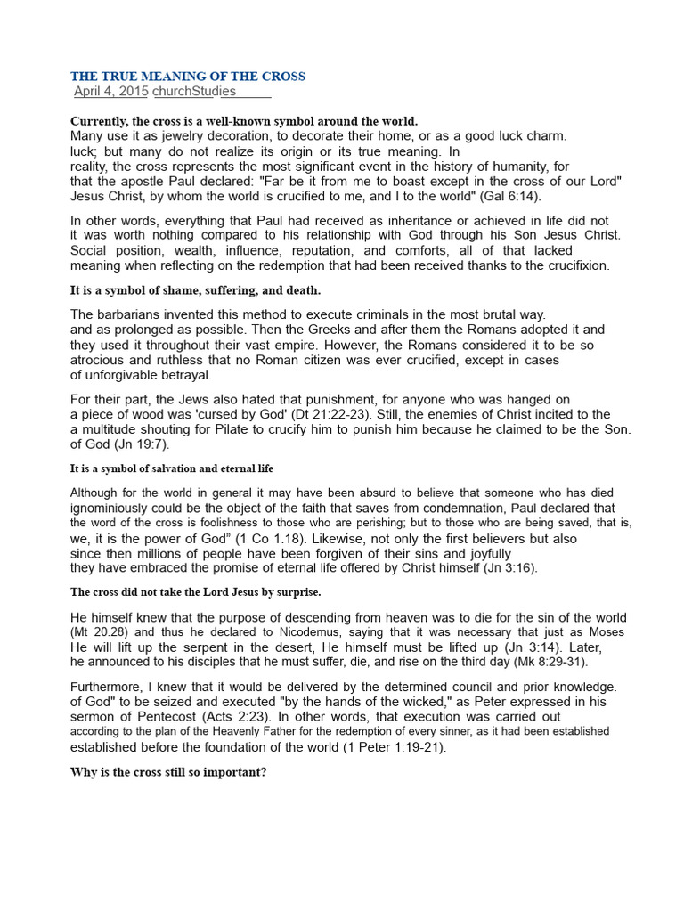 The True Meaning of The Cross | PDF | Jesus | Resurrection Of Jesus