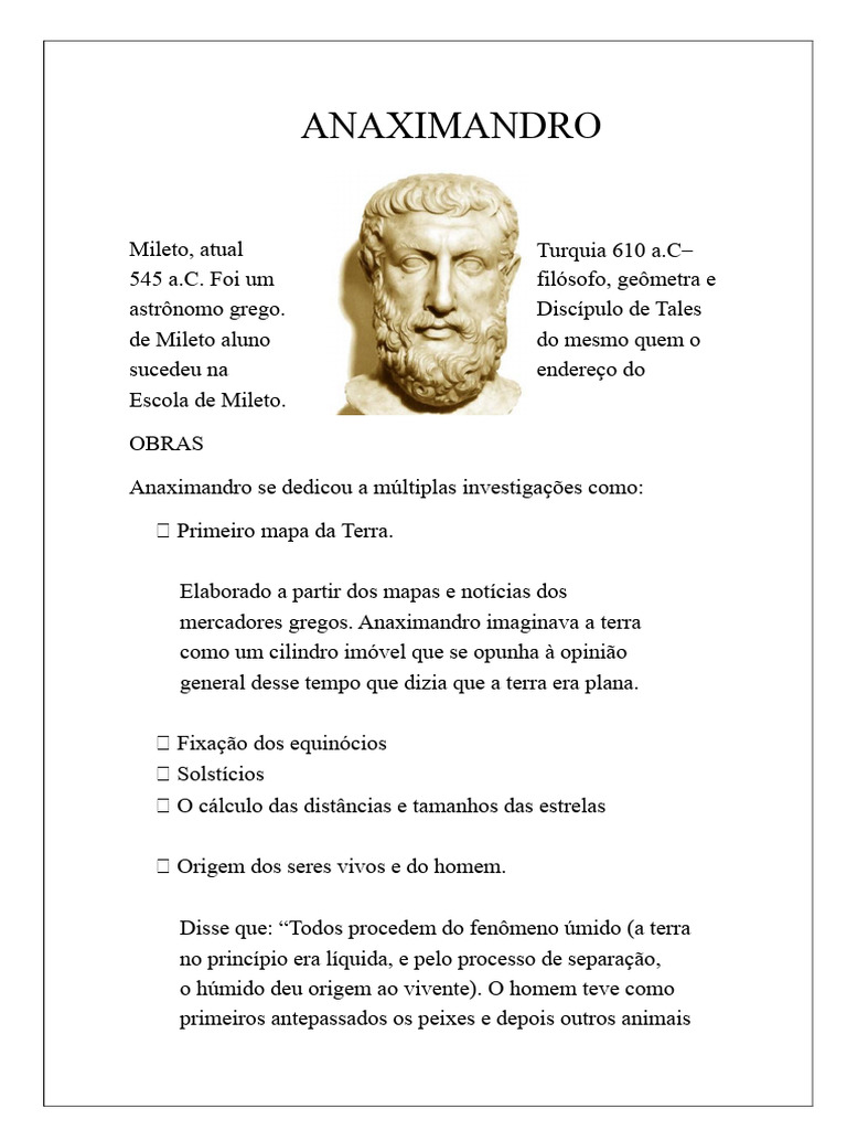 Anaximandro: Astrônomo e Filósofo Grego | PDF