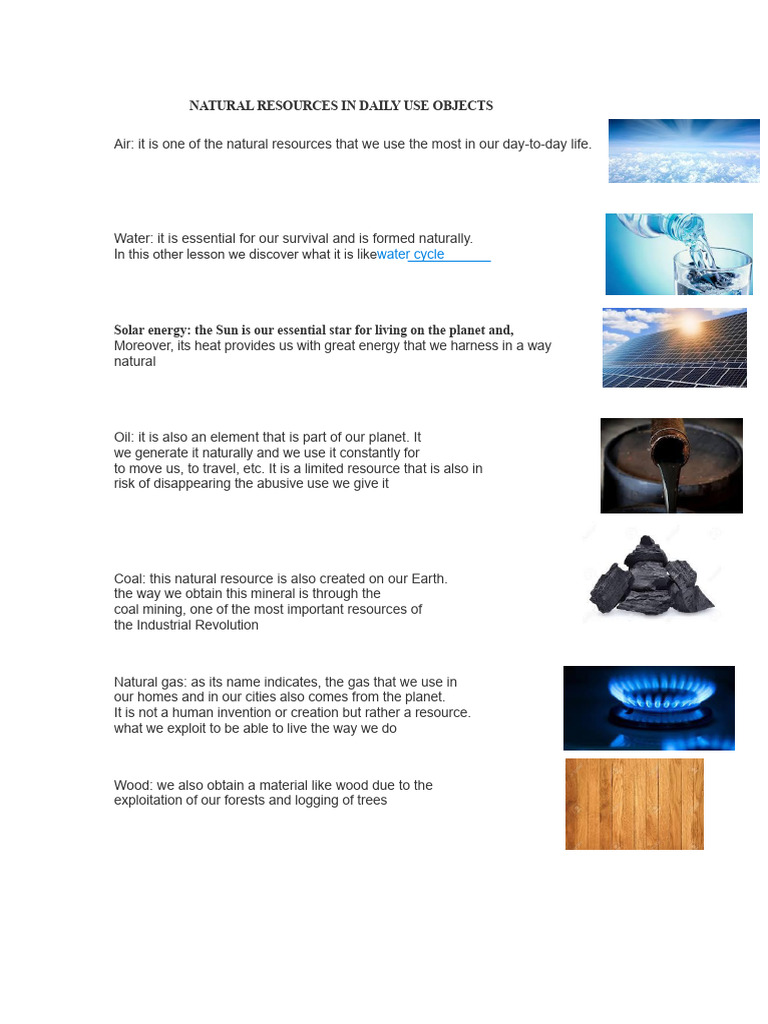 Natural Resources in Daily Use Objects | PDF