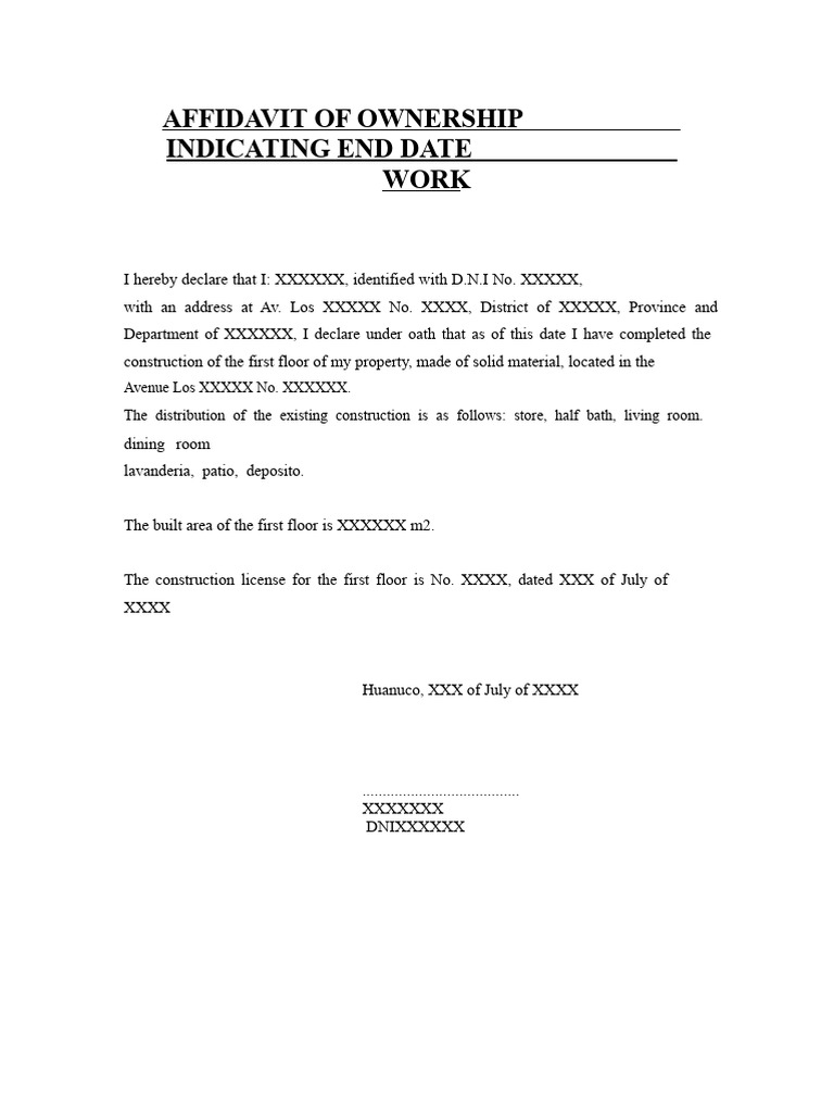 Affidavit of Property Ownership Completion | PDF