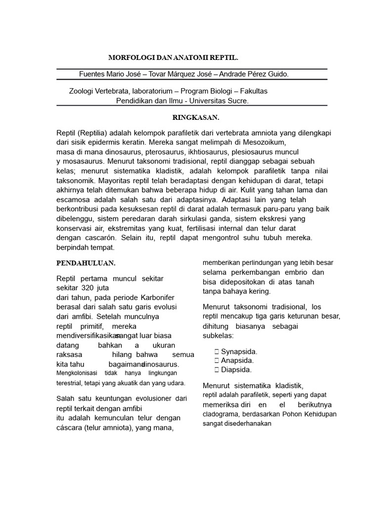 Morfologi Dan Anatomi Reptil | PDF