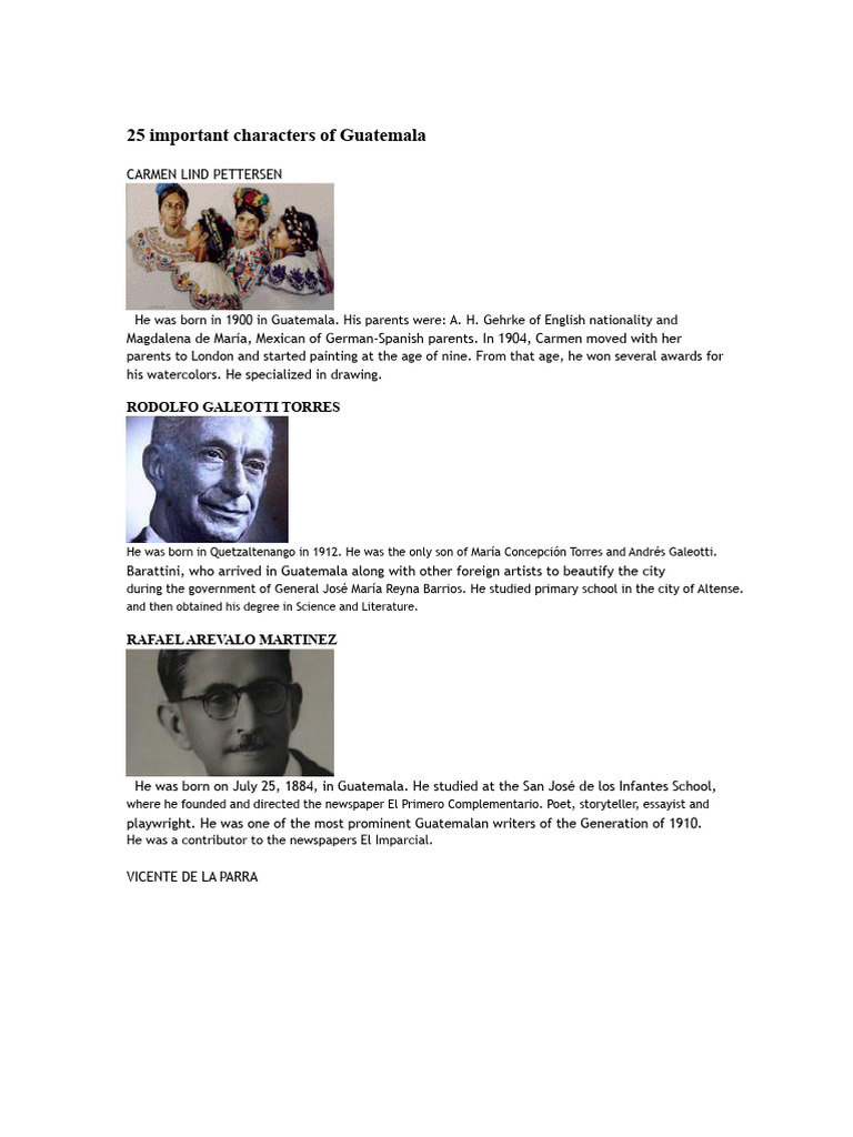 25 Important Characters From Guatemala | PDF | Guatemala