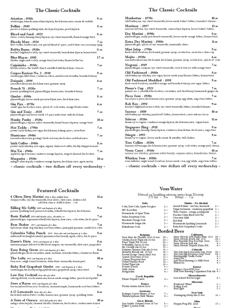 Bar Menu | PDF