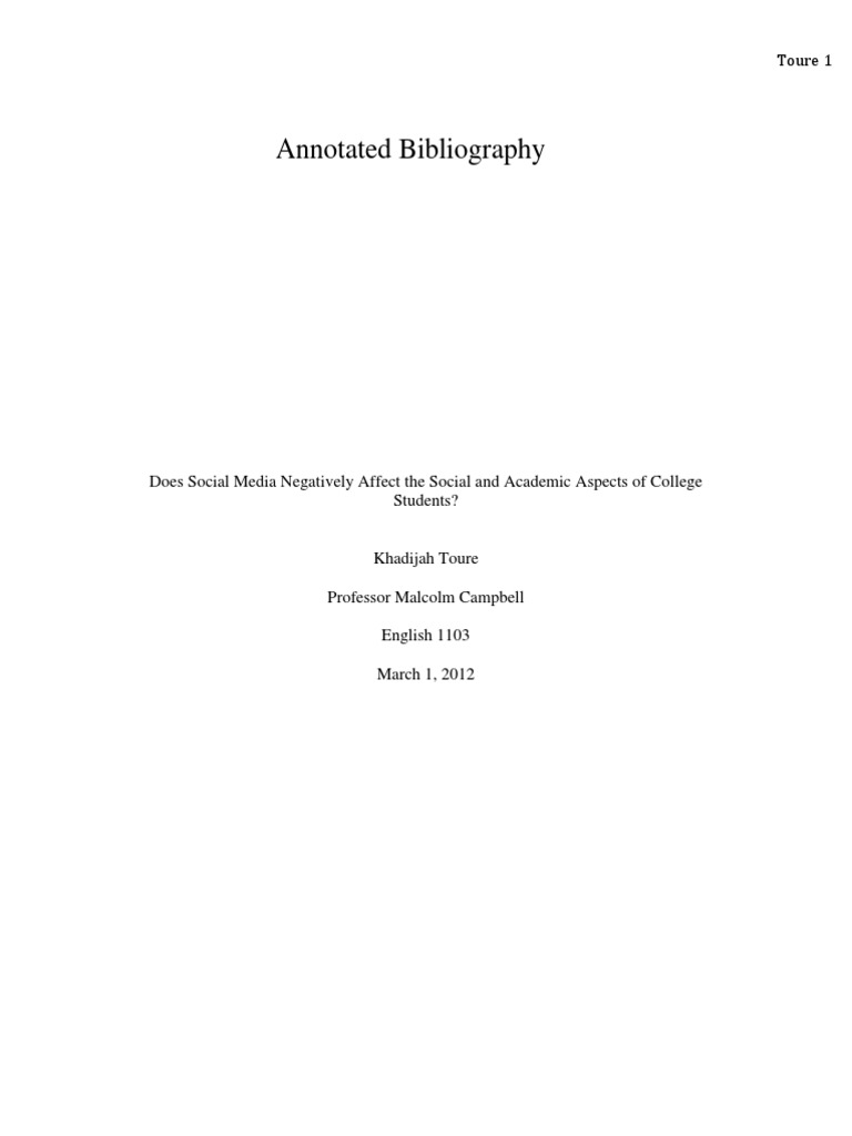 Annotated Bibliography | Digital & Social Media | Social Media