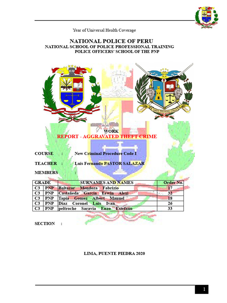 Aggravated Theft Report for Police Training | PDF | Theft | Crimes