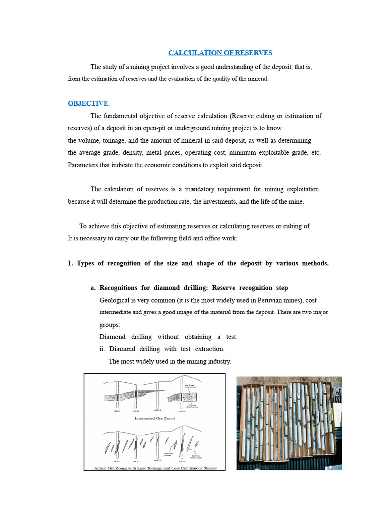 Calculation of Reserves | PDF | Mining