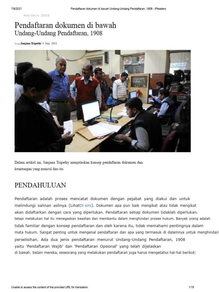 UNDANG-UNDANG PERDATA TINDAKAN Kecil Pendaftaran Dokumen Di Bawah Undang-Undang Pendaftaran ...