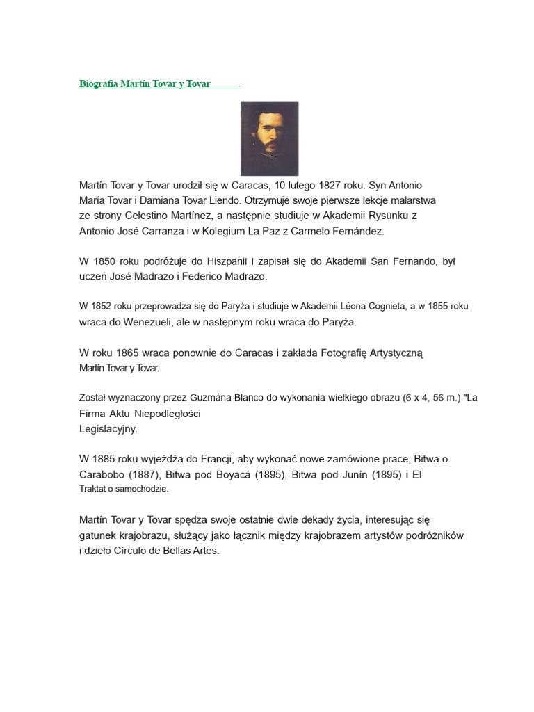 Biografia Martín Tovar y Tovar | PDF