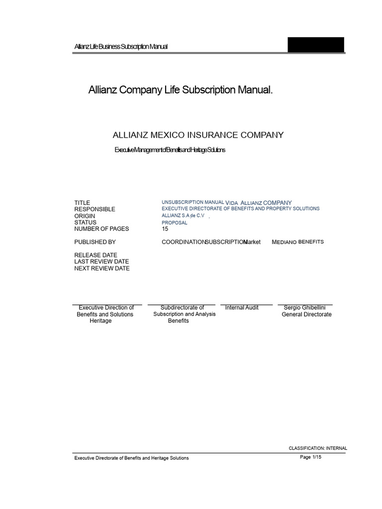 Allianz Life Subscription Manual Guide | PDF | Insurance | Employment