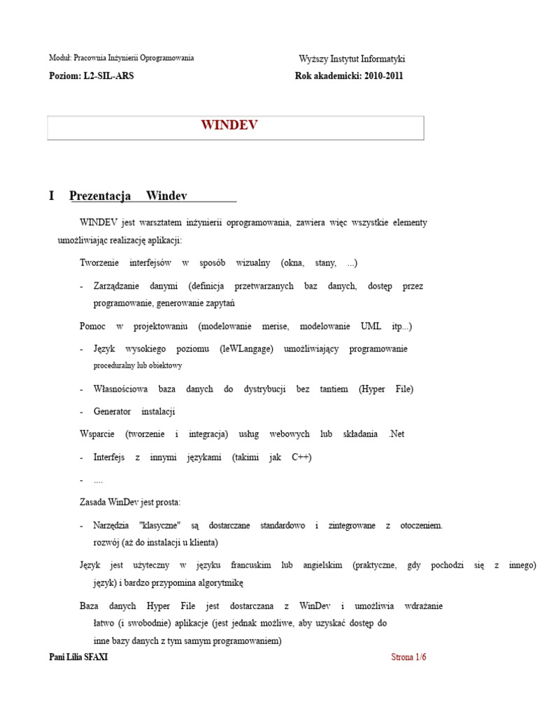 Pierwsze Kroki Z Windev | PDF