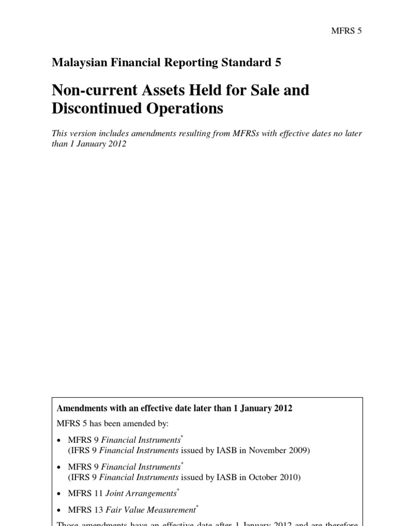 MFRS 5 | PDF | International Financial Reporting Standards | Income ...