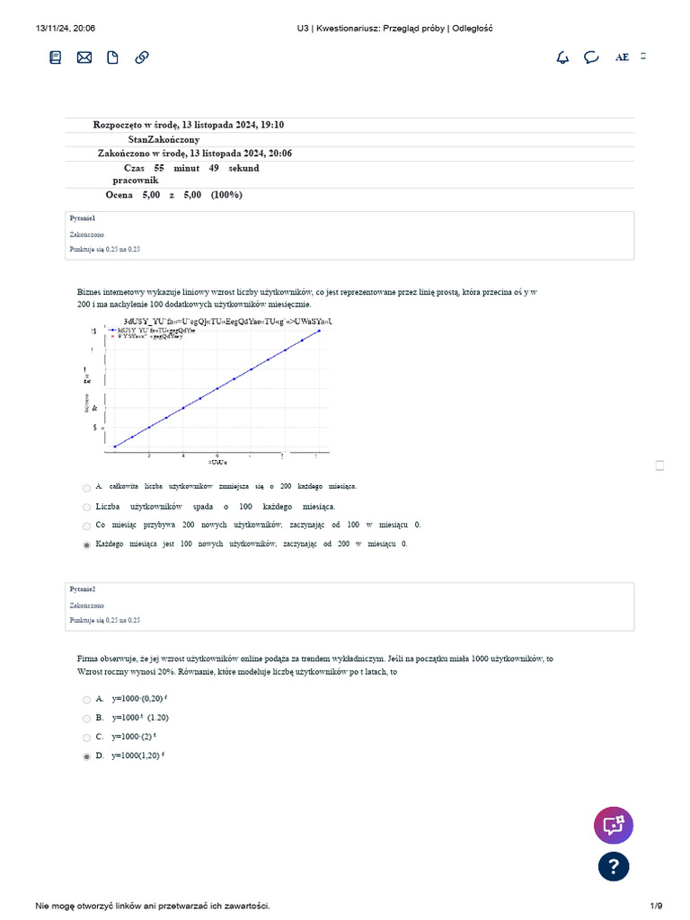 U3 - Kwestionariusz - Przegląd Próby - Odległość | PDF