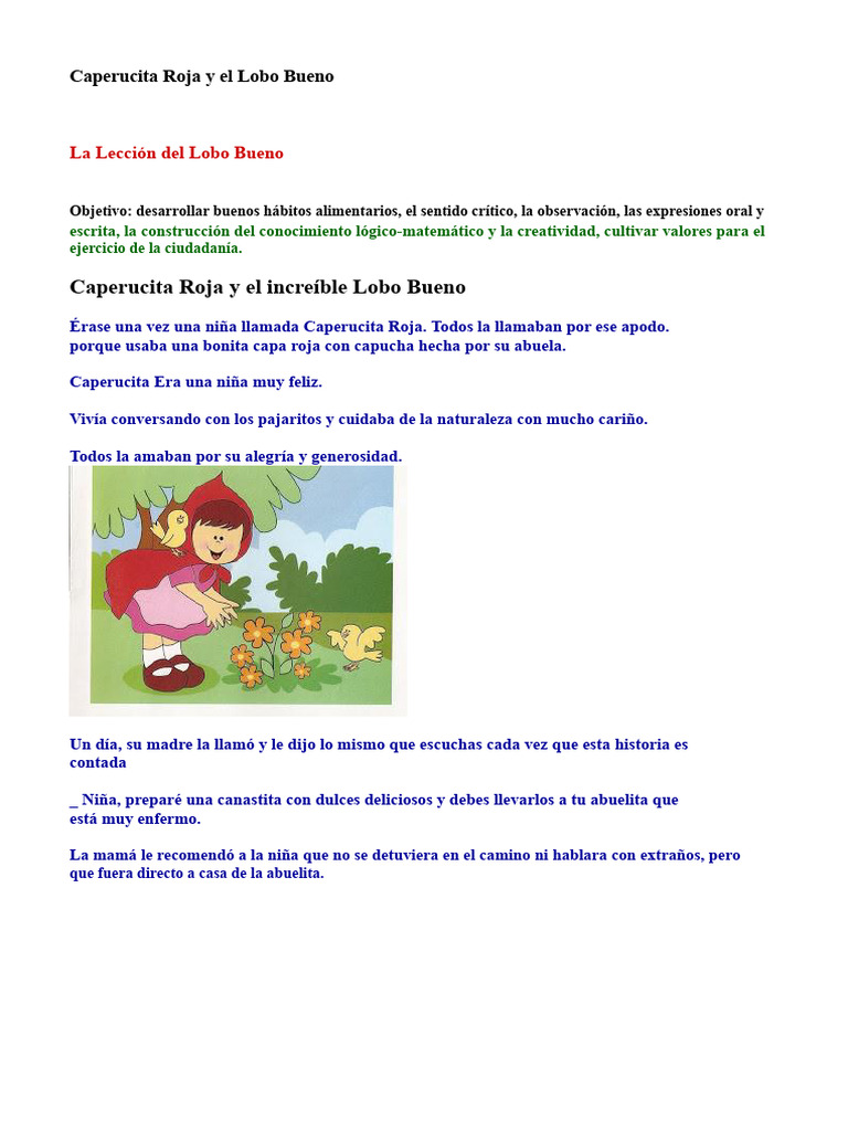Caperucita Roja y el Lobo Bueno | PDF | Caperucita Roja