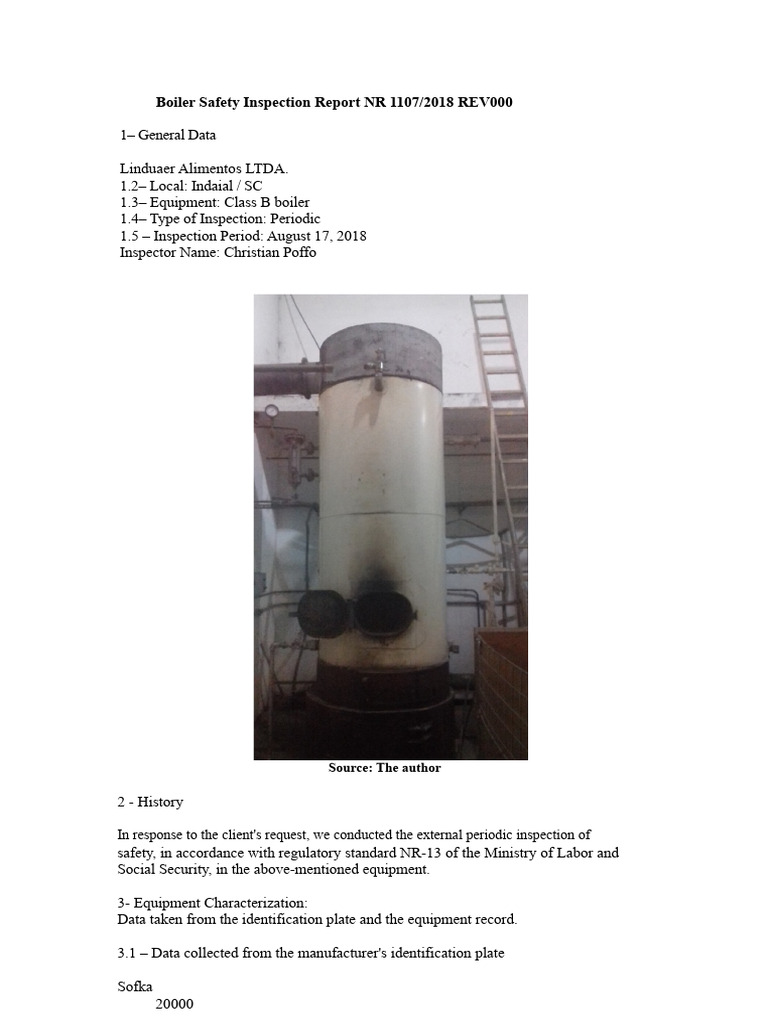 Boiler Safety Inspection Report NR 1107 | PDF | Boiler | Safety