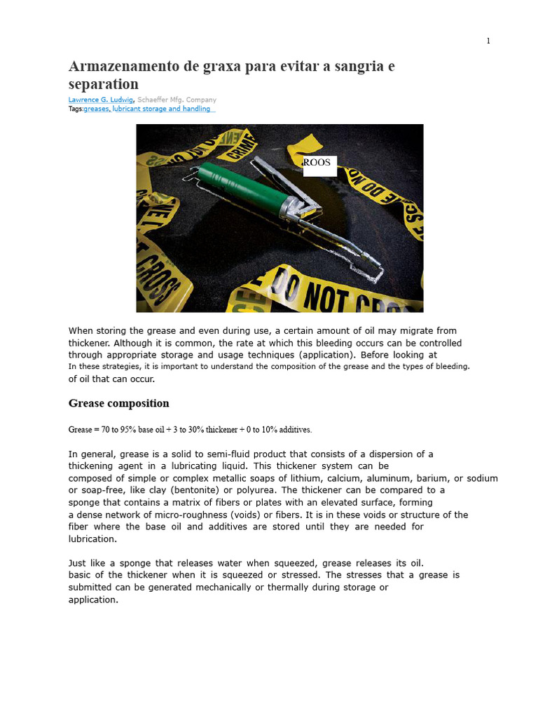 Grease Storage To Prevent Bleeding and Separation | PDF | Lubricant ...