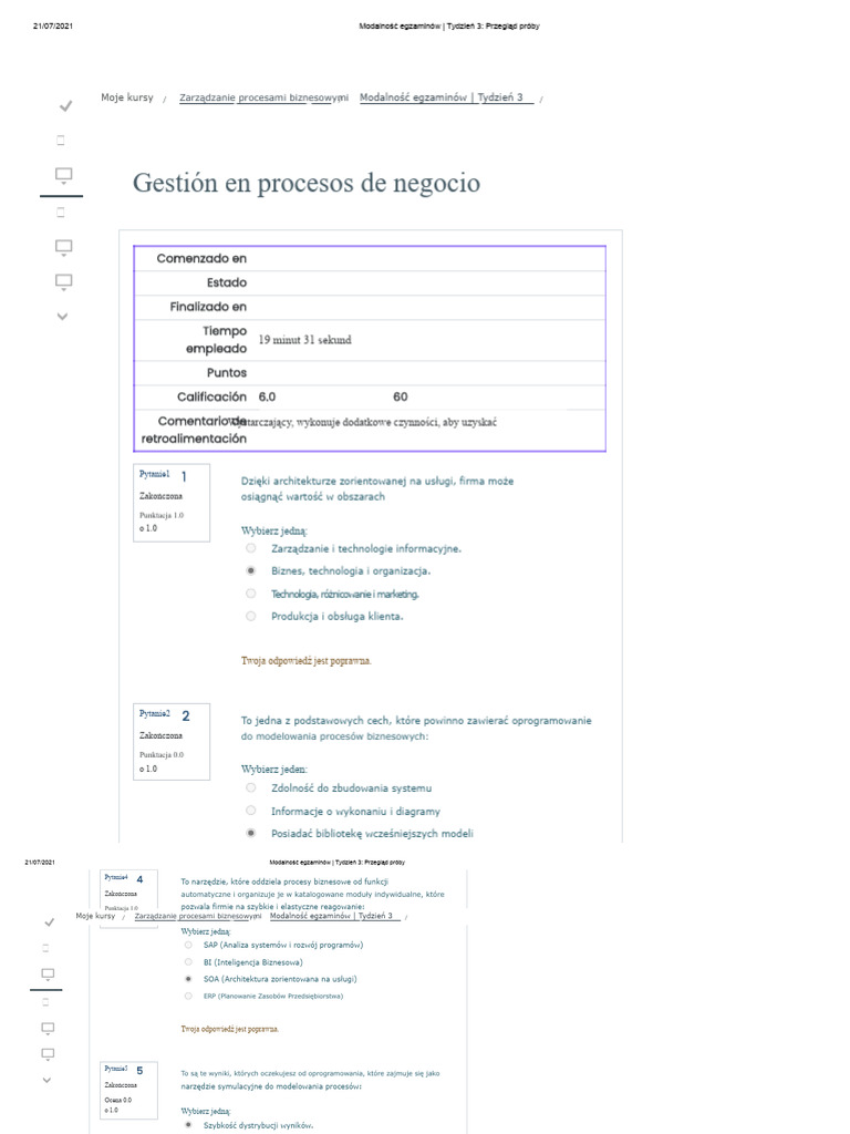 Gesti N en Procesos de Negocio Modalidad de Ex Menes Semana 3 PDF | PDF