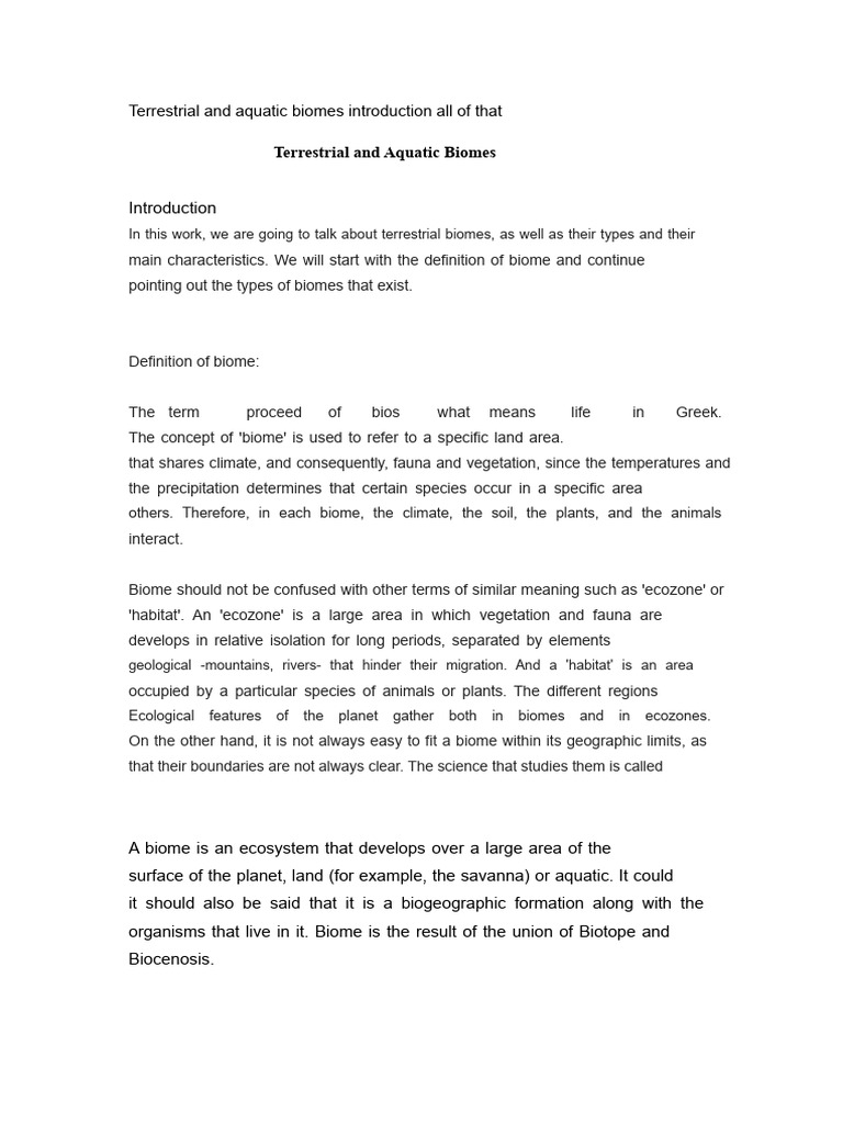 Overview of Terrestrial and Aquatic Biomes | PDF | Forests | Desert