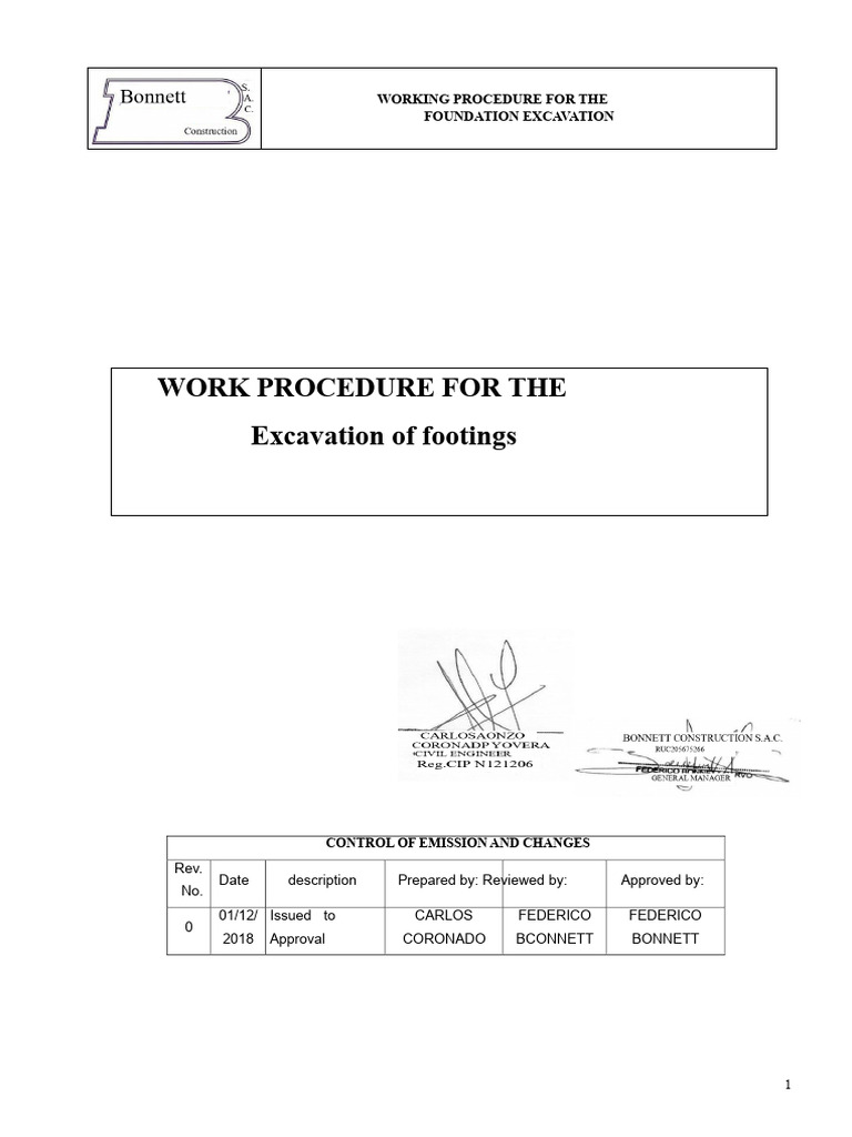 Foundation Excavation Work Procedure | PDF | Occupational Safety And Health
