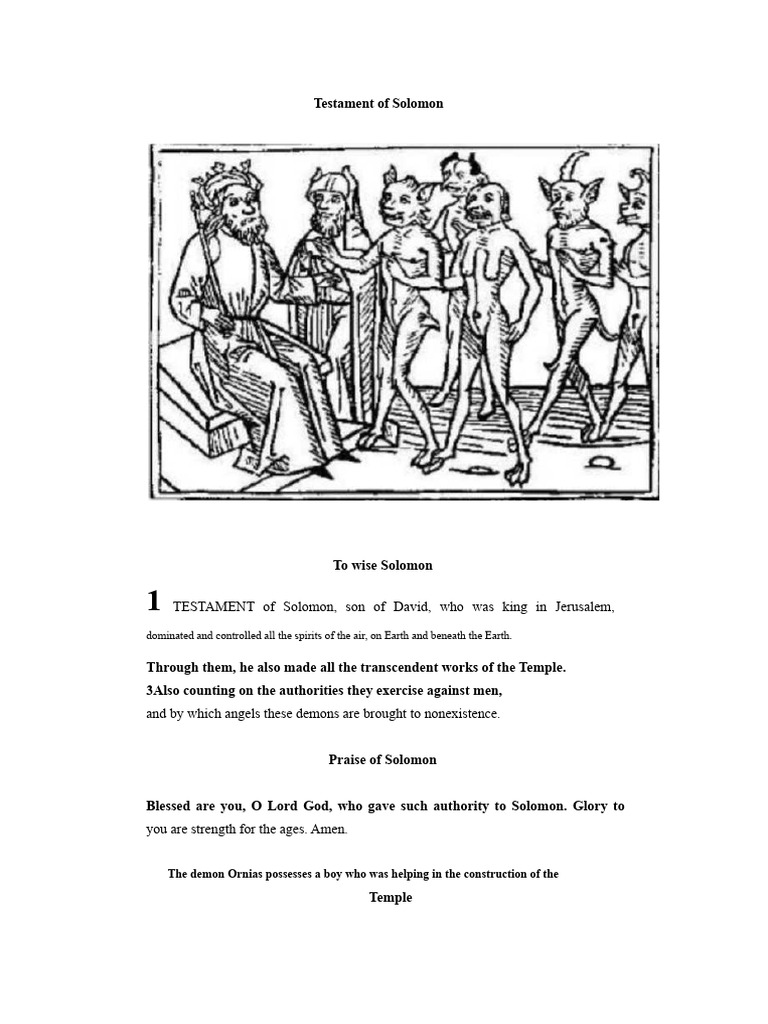 The Testament of Solomon | PDF | Solomons