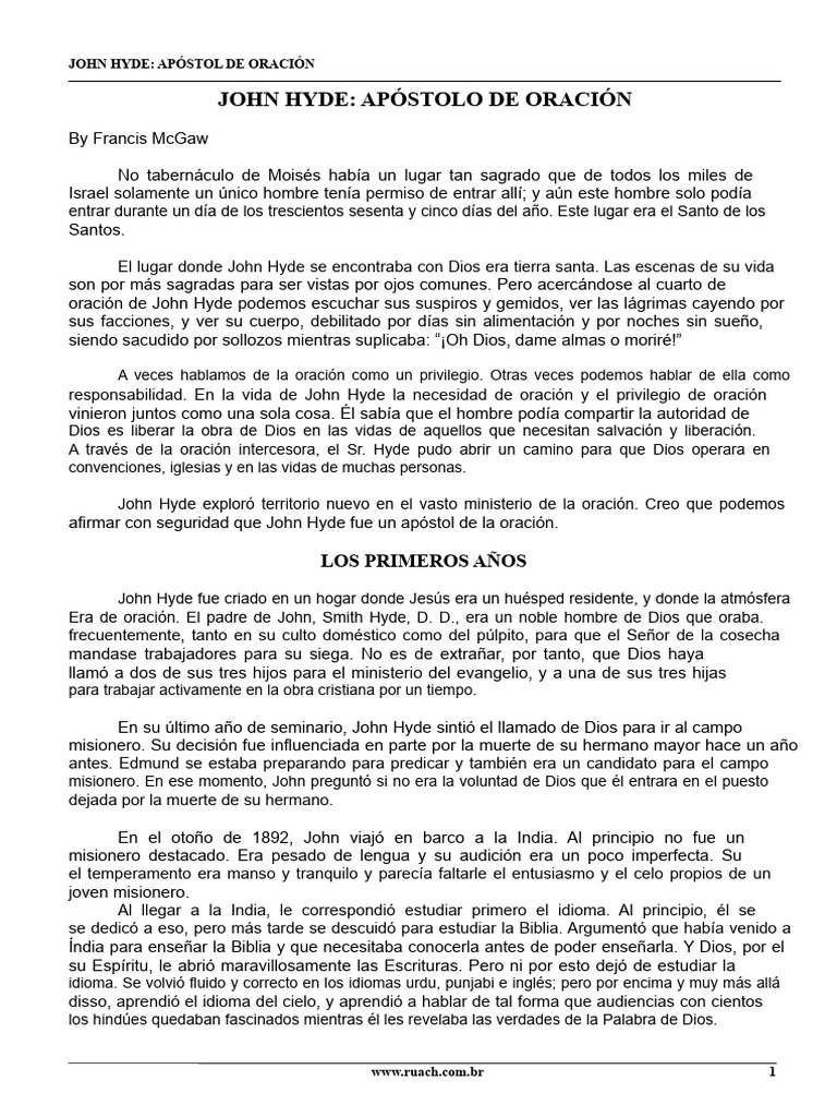 John Hyde Apostol de Oración | PDF | Oración | Intercesión