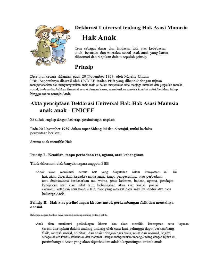 Deklarasi Universal Hak-Hak Anak | PDF