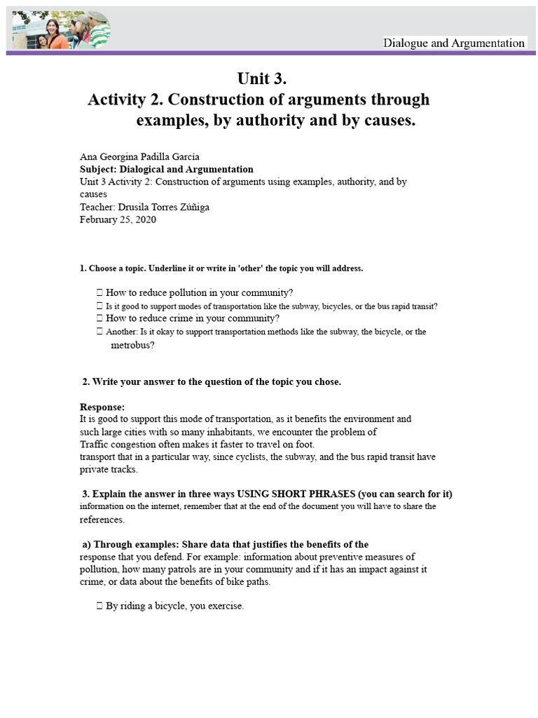 Construction of Arguments Using Examples, by Authority, and by Causes ...