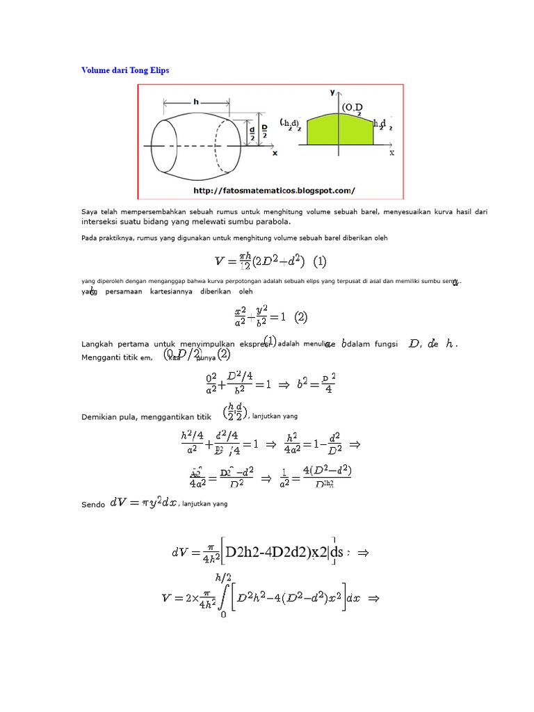 Rumus Volume Tong Elips Matematis | PDF