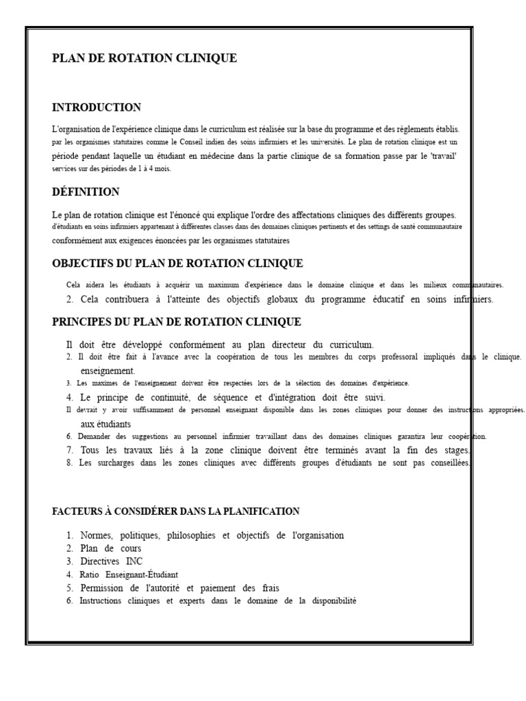 Note de Plan de Rotation Clinique - Copie | PDF | Allaitement