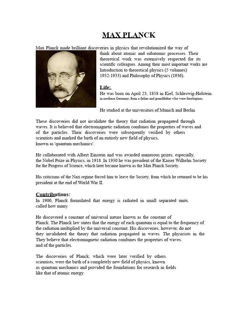 Max Planck's Quantum Mechanics Breakthrough | PDF | Quantum Mechanics ...