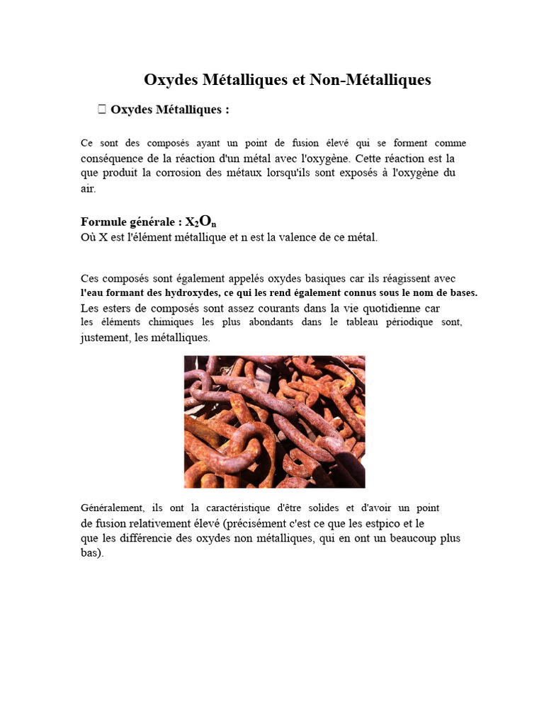 Comprendre les oxydes métalliques | PDF | Métaux | Oxyde