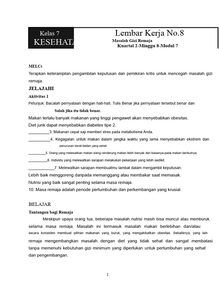 Q2 WK8 LembaranKerja7 KESIHATAN7 1 | PDF