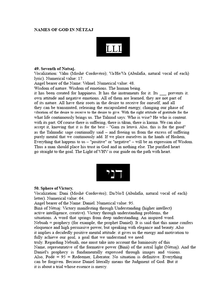 7 Names of God in Nétzaj | PDF | Spirituality