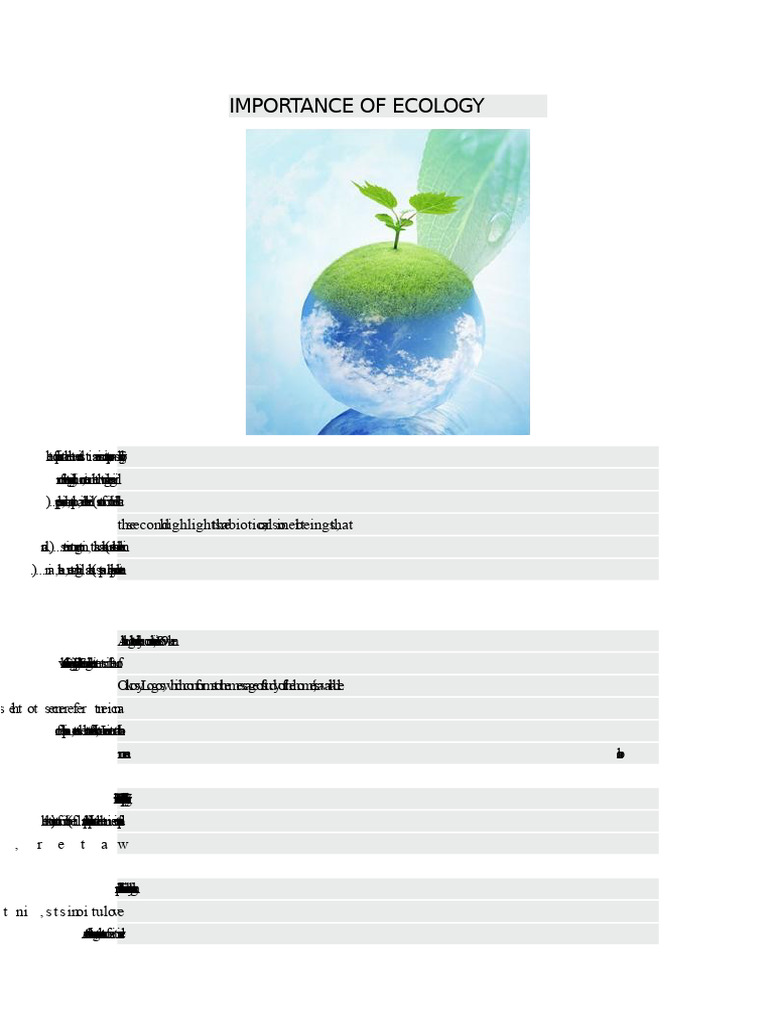 Importance of Ecology | PDF | Ecology | Ecosystem