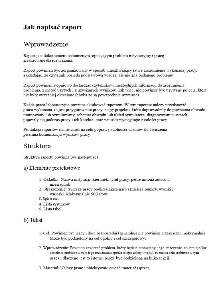 Jak Napisać Raport | PDF