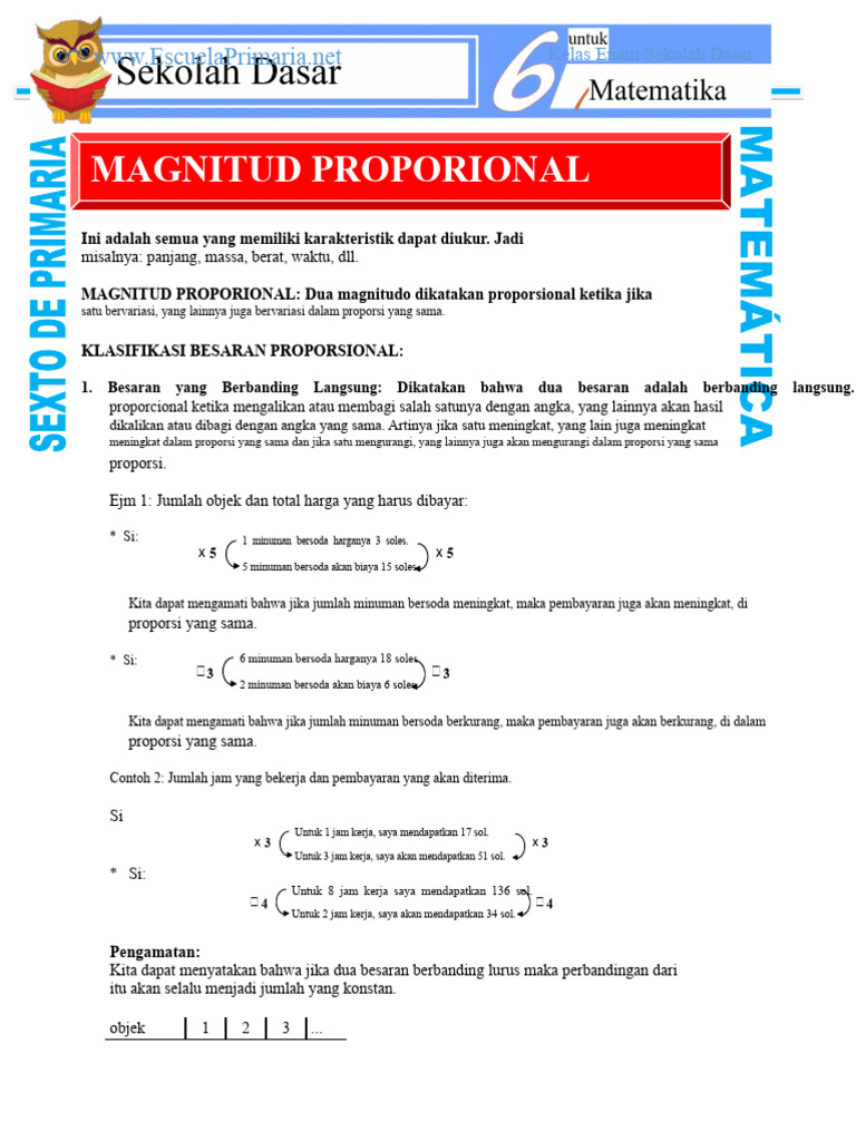 Magnitudo Proporsional untuk Kelas Enam | PDF