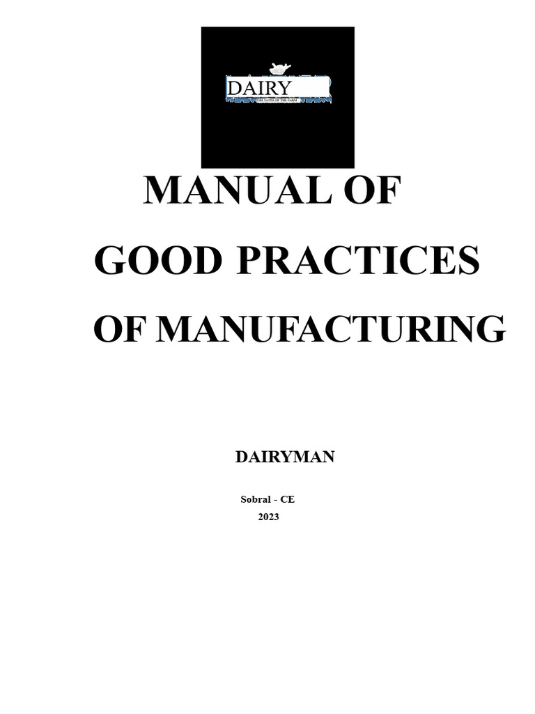 Good Manufacturing Practices Manual | PDF | Milk | Disinfectant