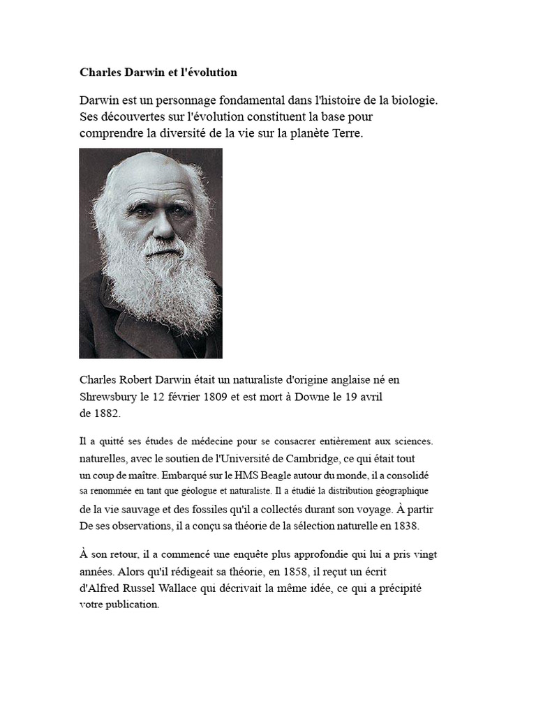 Darwin et l'évolution des espèces | PDF | Charles Darwin | L'Origine ...