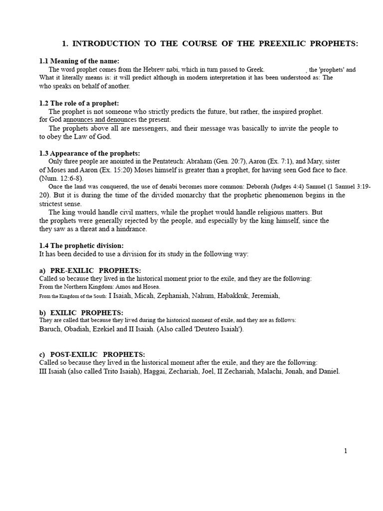 Overview of Pre-Exilic Prophets | PDF | Books Of Kings | Babylonian ...