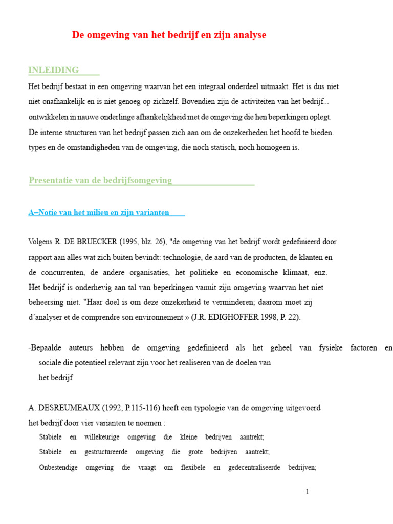De Bedrijfsomgeving | PDF