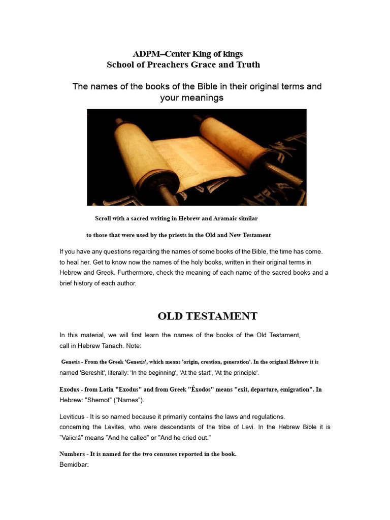 Hebrew Names of Bible Books Explained | PDF | Paul The Apostle | Books ...