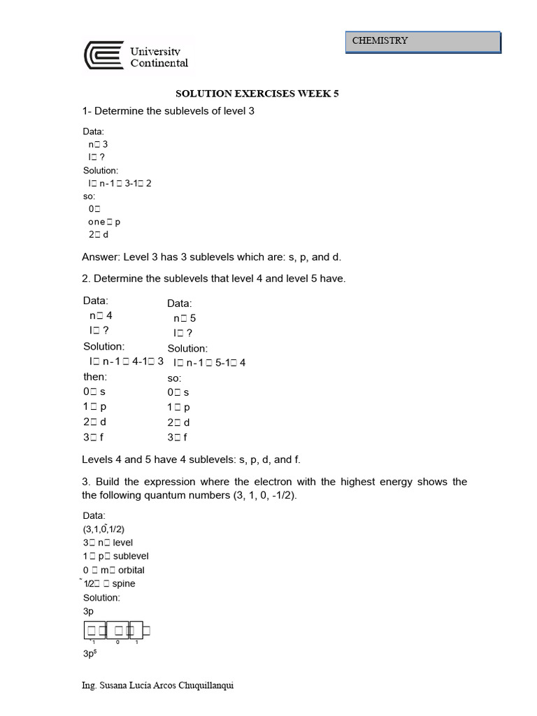 Exercises Solved Week 5 PDF | PDF | Atoms | Electron Configuration