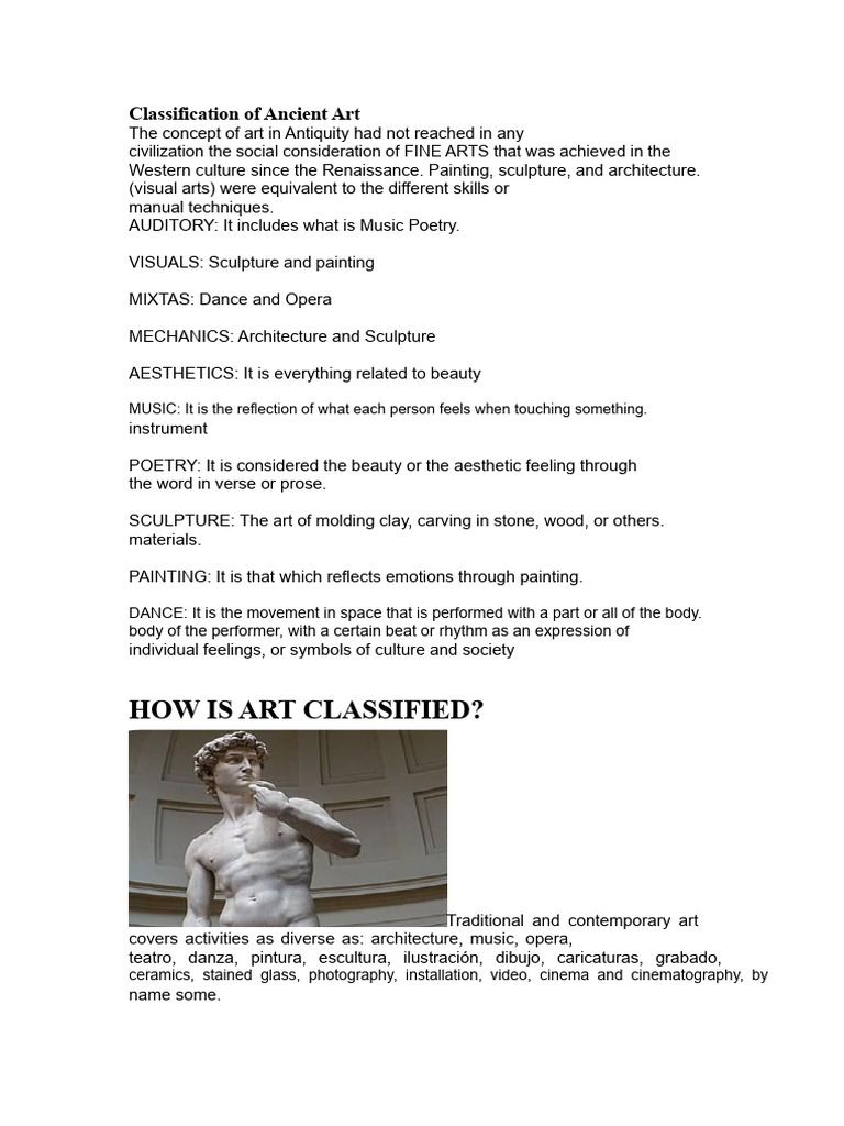 Ancient Art Classification Overview | PDF | The Arts | Fine Art