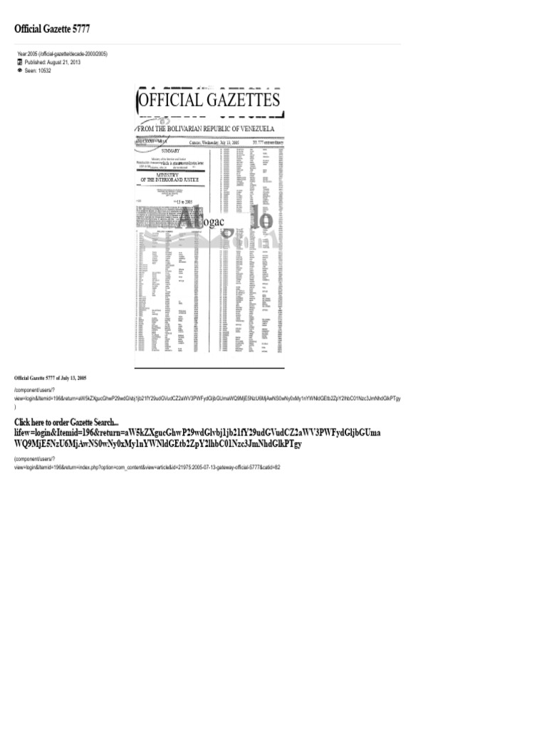2005 - 07 - 13 Official Gazette 5777 | PDF