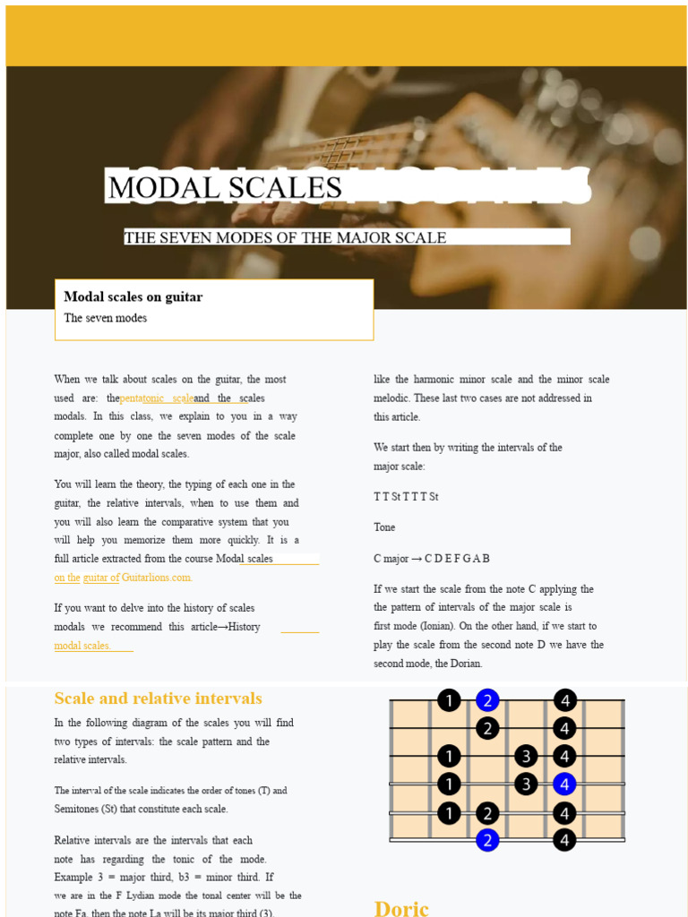 Understanding Doric Modal Scale on Guitar | PDF | Mode (Music) | Minor ...