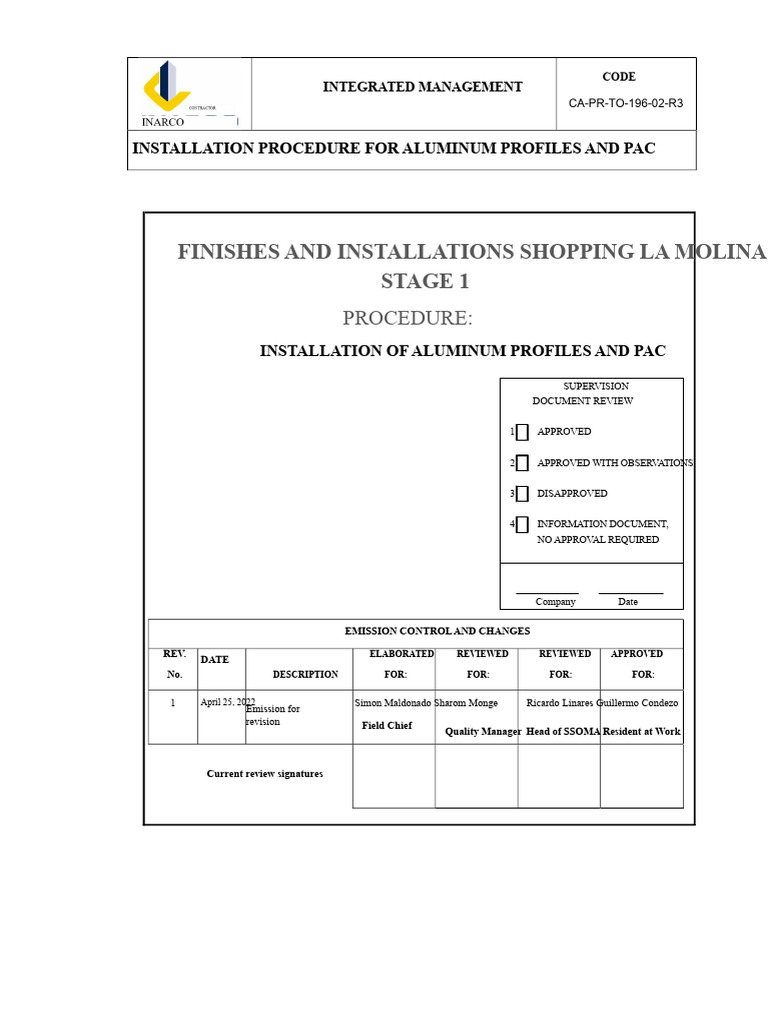 Aluminum Profiles Installation Procedure | PDF | Occupational Safety ...