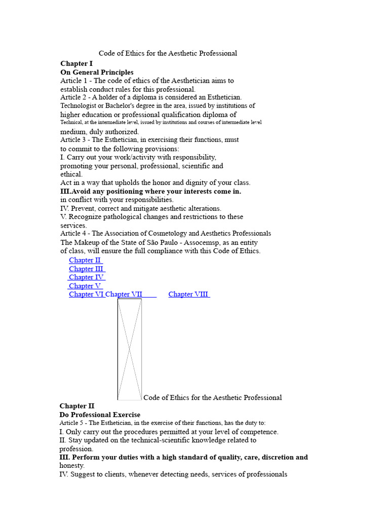 Aesthetic Professionals' Code of Ethics | PDF | Aesthetics | Profession
