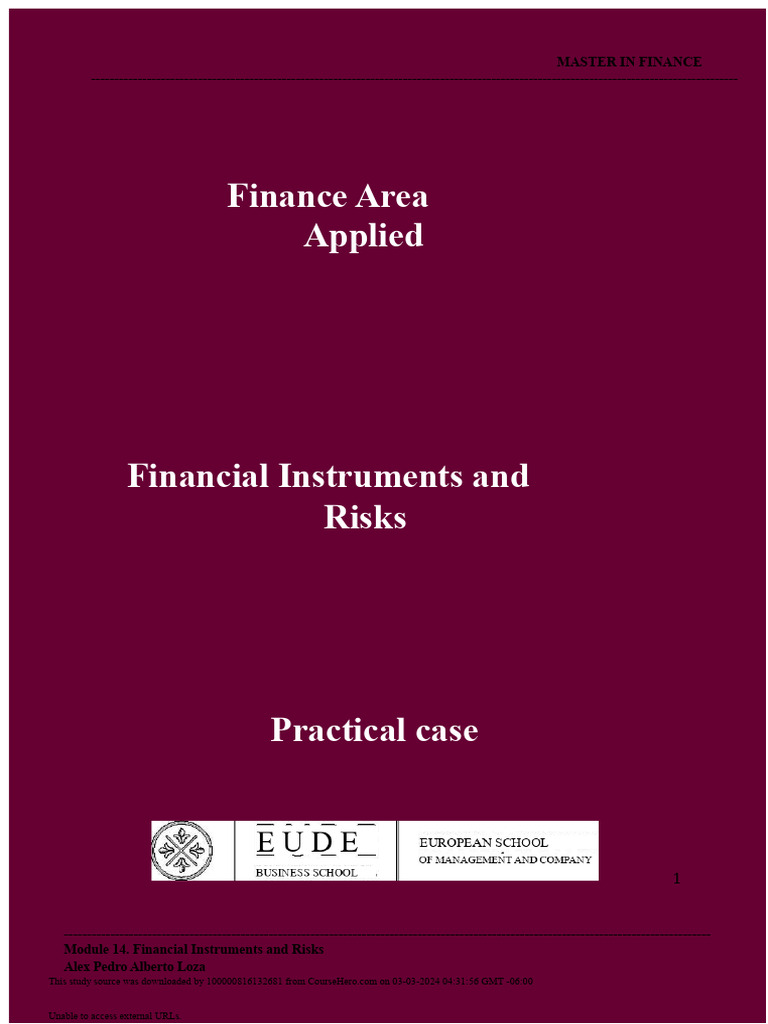 Practical Case No 1 Financial Instruments and Risks | PDF | Exchange ...