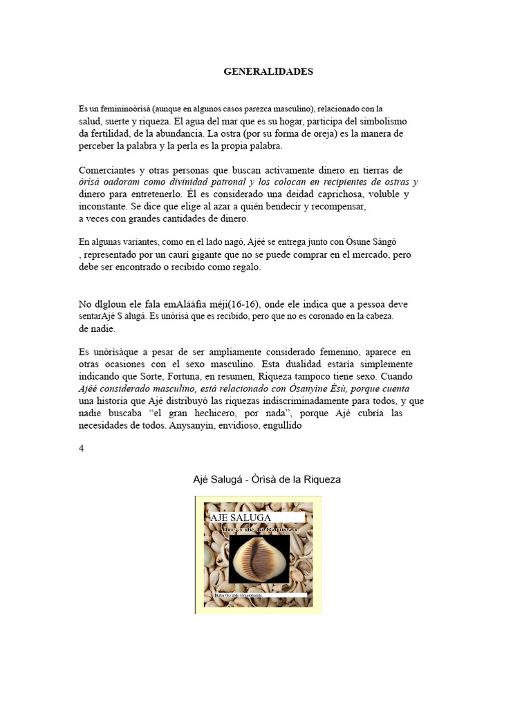 Ajé Saluga Orisa de La Riqueza | PDF